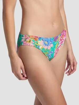 Johnny Was Print Ruched Hipster Bikini Bottom
