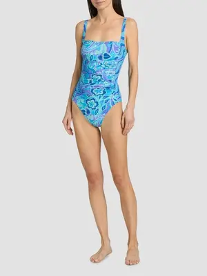 Johnny Was Marilyn Floral-paisley Ruched One-piece Swimsuit