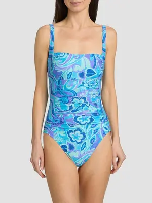 Johnny Was Marilyn Floral-paisley Ruched One-piece Swimsuit