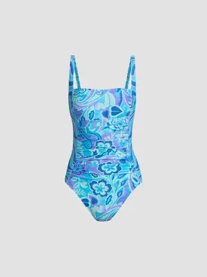 Johnny Was Marilyn Floral-paisley Ruched One-piece Swimsuit - Mulla