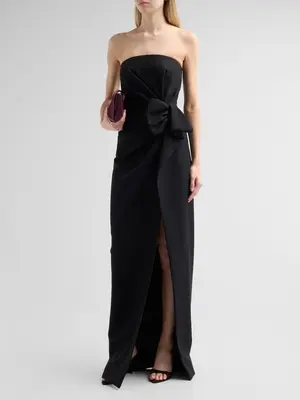 Michael Kors Wool Broadcloth Origami Strapless Gown