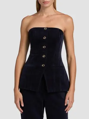 Cami Nyc Iman Cotton Corduroy Strapless Top