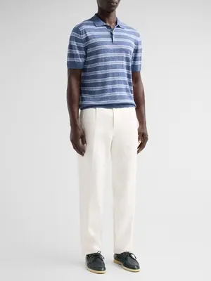 SAKS FIFTH AVENUE Collection Linen Striped Polo Shirt
