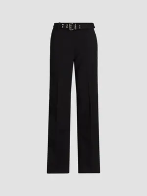 GANNI Bonded Crepe Belted Pants - Black