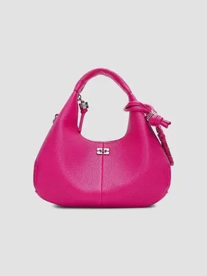 GANNI Mini Logo Hobo Bag - Cabaret