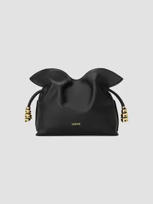 Loewe Coil Flaco Mini Leather Clutch - Black