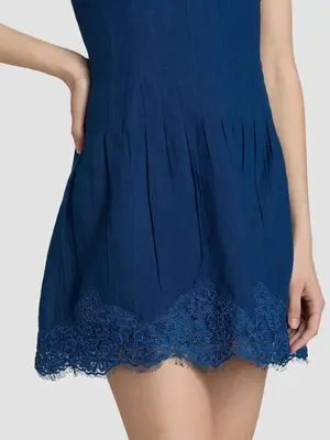 Cami Nyc Belinda Strapless Lace-trimmed Linen Minidress