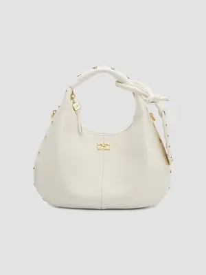 GANNI Mini Studded Hobo Bag - Egret