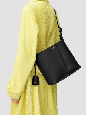 Loewe Bilbao Medium Leather Bucket Bag - Black