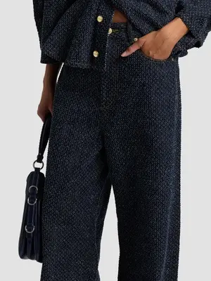 GANNI Tweed Denim Baggy Jeans