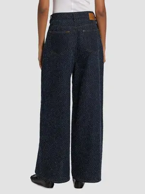 GANNI Tweed Denim Baggy Jeans