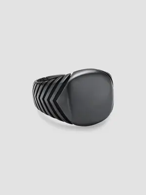 David Yurman Chevron Signet Ring In Titanium, 18mm - Black