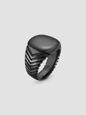 David Yurman Chevron Signet Ring In Titanium, 18mm