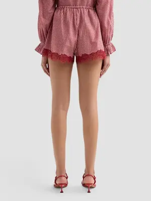 Cami Nyc Cassandra Gingham Cotton-silk Lace-trim Shorts