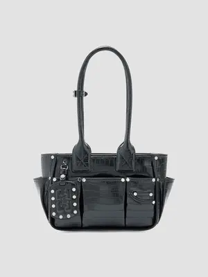 GANNI Posy Croc-embossed Shoulder Bag