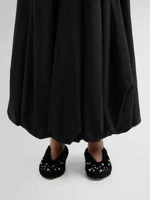 JIMMY CHOO Margot Embellished Lamb Fur Ballet Flats