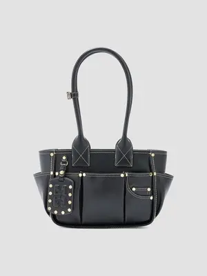 GANNI Posy Small Croc-embossed Shoulder Bag - Black