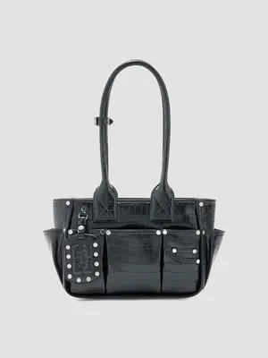 GANNI Posy Small Croc-embossed Shoulder Bag