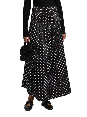GANNI Printed Double Satin Corset A-line Maxi Skirt