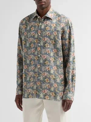 SAKS FIFTH AVENUE Collection Flower Linen Shirt