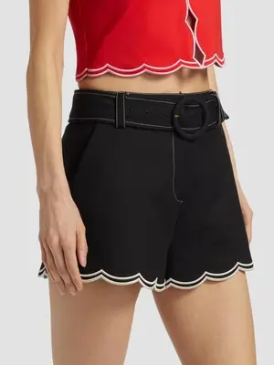 Ramy Brook Violeta Cotton-blend Belted Shorts - Black