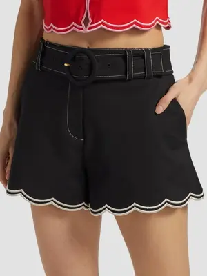 Ramy Brook Violeta Cotton-blend Belted Shorts - Black