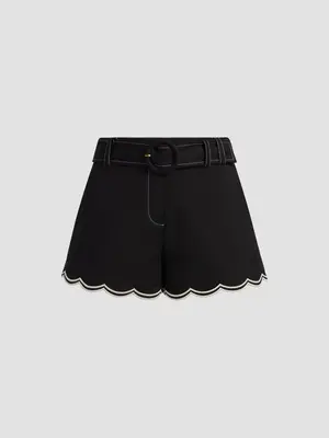 Ramy Brook Violeta Cotton-blend Belted Shorts - Black