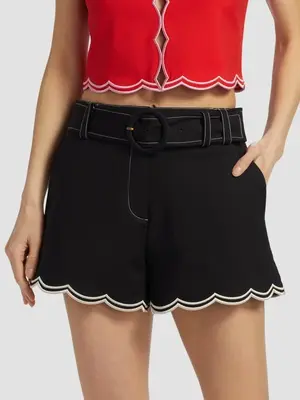Ramy Brook Violeta Cotton-blend Belted Shorts - Black