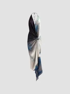 Silvia Tcherassi Abril Printed Silk Halter Midi Dress