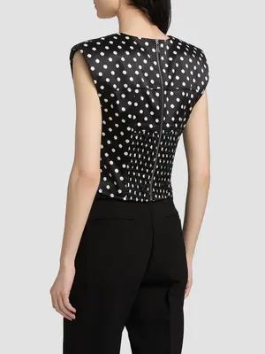 GANNI Polka Dot Double Satin Corset Top