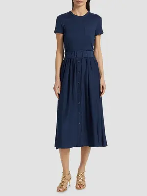 Ramy Brook Sylvie Belted Midi-dress - Spring Navy