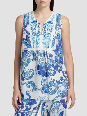 Johnny Was Linen Printed Tank Tunic