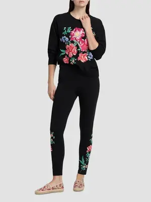 Johnny Was Celiora Embroidered Cotton-blend Leggings