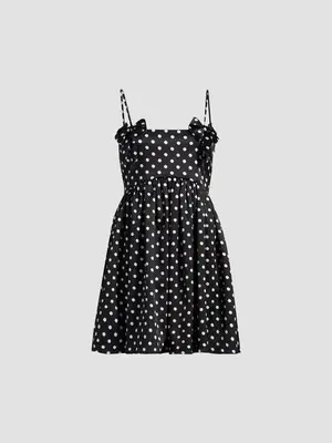 GANNI Printed Double Satin Fit & Flare Minidress