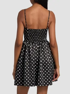 GANNI Printed Double Satin Fit & Flare Minidress