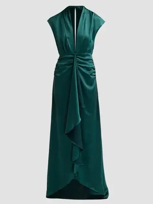 Ramy Brook Catrin Waterfall Hi-low Gown - Deep Emerald