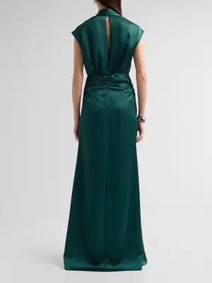 Ramy Brook Catrin Waterfall Hi-low Gown - Deep Emerald