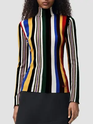 Loewe Striped Slim Zip-front Top - Red Multi