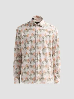 SAKS FIFTH AVENUE Collection Palm Cotton Shirt - Orange