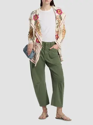 Johnny Was Biya Hooded Embroidered Cotton Cardigan