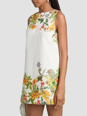 Hemant & Nandita Floral Linen-cotton Shift Minidress