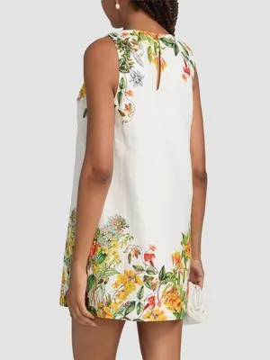 Hemant & Nandita Floral Linen-cotton Shift Minidress