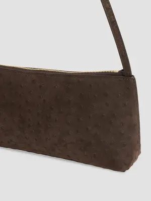 MANSUR GAVRIEL Gaia Ostrich-embossed Leather Baguette Bag - Ebony