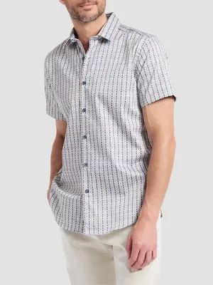 Robert Graham Abbotswell Geometric Stretch-cotton Short-sleeve Shirt