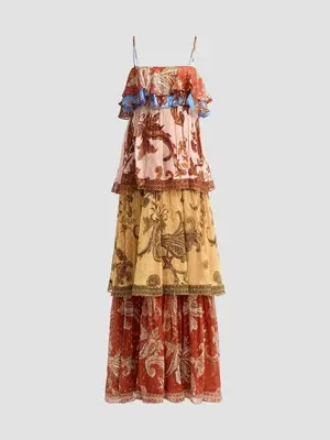Hemant & Nandita Printed Tiered Maxi Dress