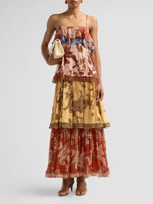 Hemant & Nandita Printed Tiered Maxi Dress
