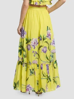 Hemant & Nandita Floral Pintuck Maxi Skirt - Yellow
