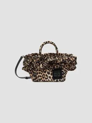 GANNI Mini Shopper Ruffled Top Handle Bag
