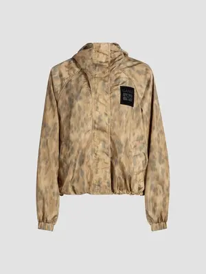 GANNI Leopard-print Flyweight Hooded Zip-up Jacket - Burro