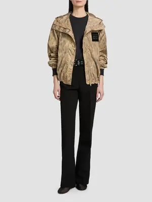 GANNI Leopard-print Flyweight Hooded Zip-up Jacket - Burro